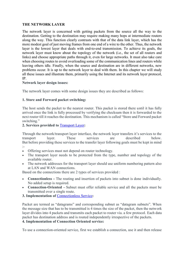Network layer (Unit 3) part1.pdf | Computer Networking | Computing
