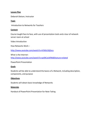 Network lesson plan module 3 assignment | PDF