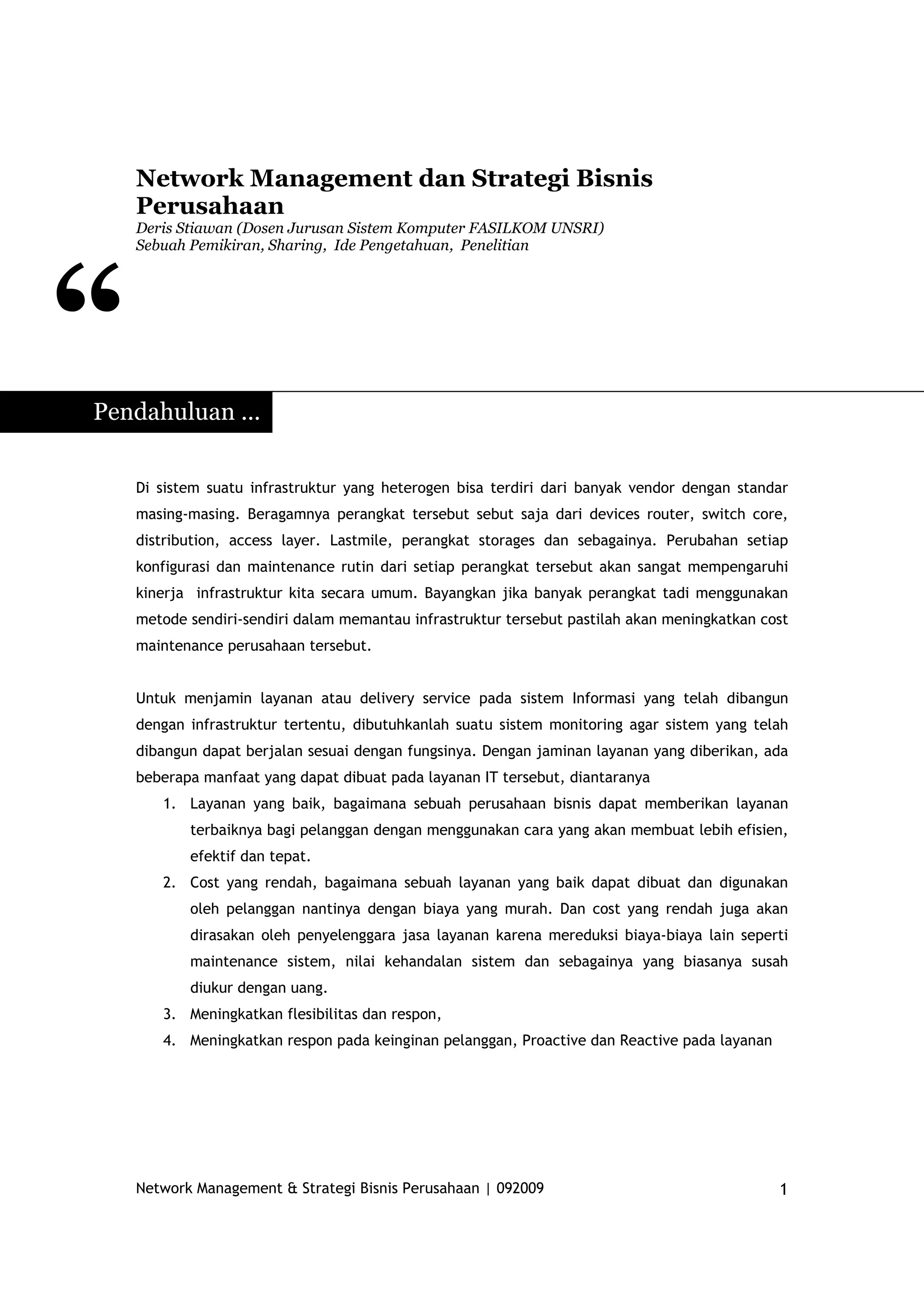 Network management strategy | PDF