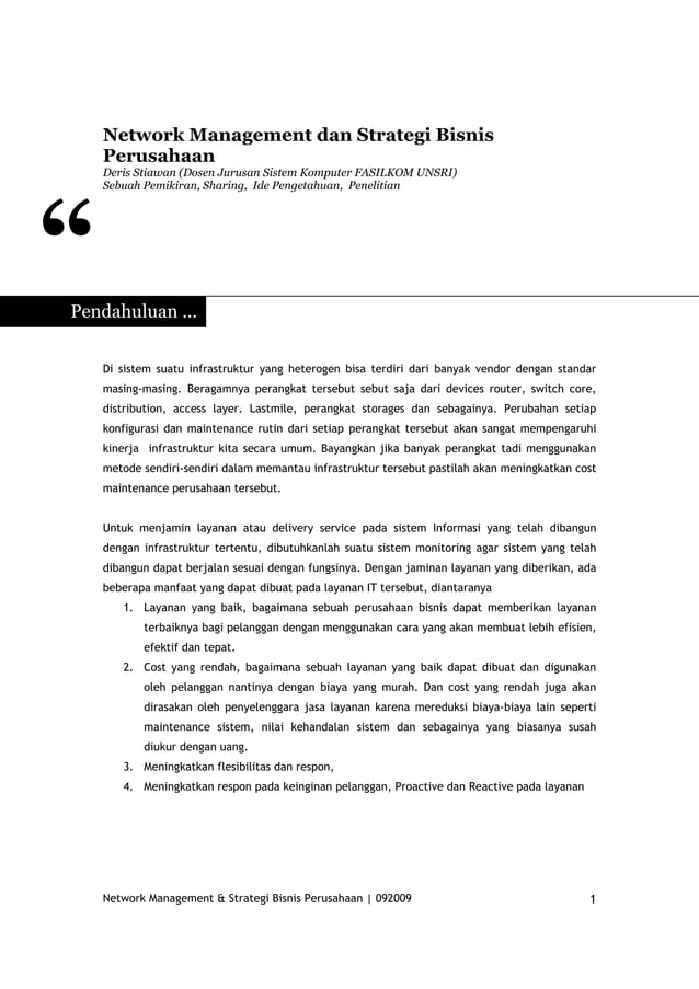 Network management strategy | PDF