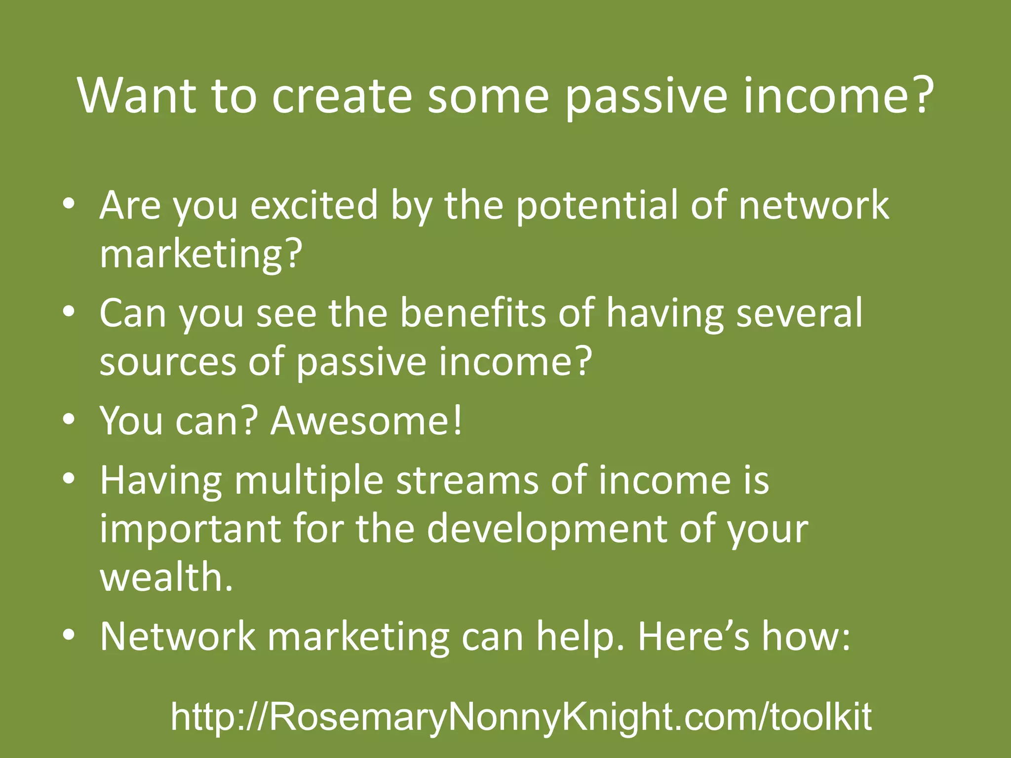Network marketing and passive income streams | PPTX | Marketing and ...