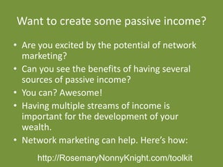 Network marketing and passive income streams | PPTX