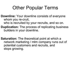 Network Marketing Lingo | PPT | Advertising Industry | Industries