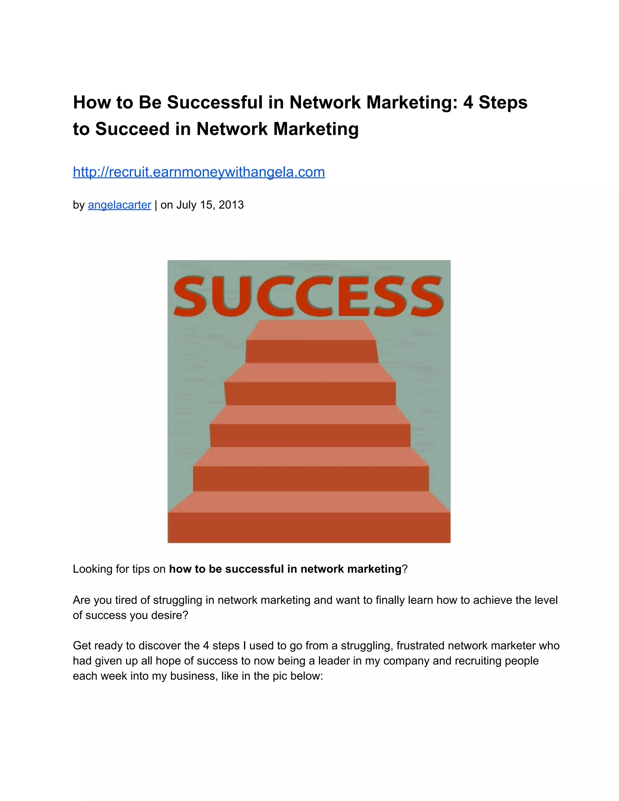 Network Marketing Success: 4 Steps to Network Marketing Success | PDF
