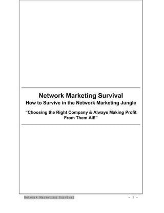 Network marketing survival | PDF