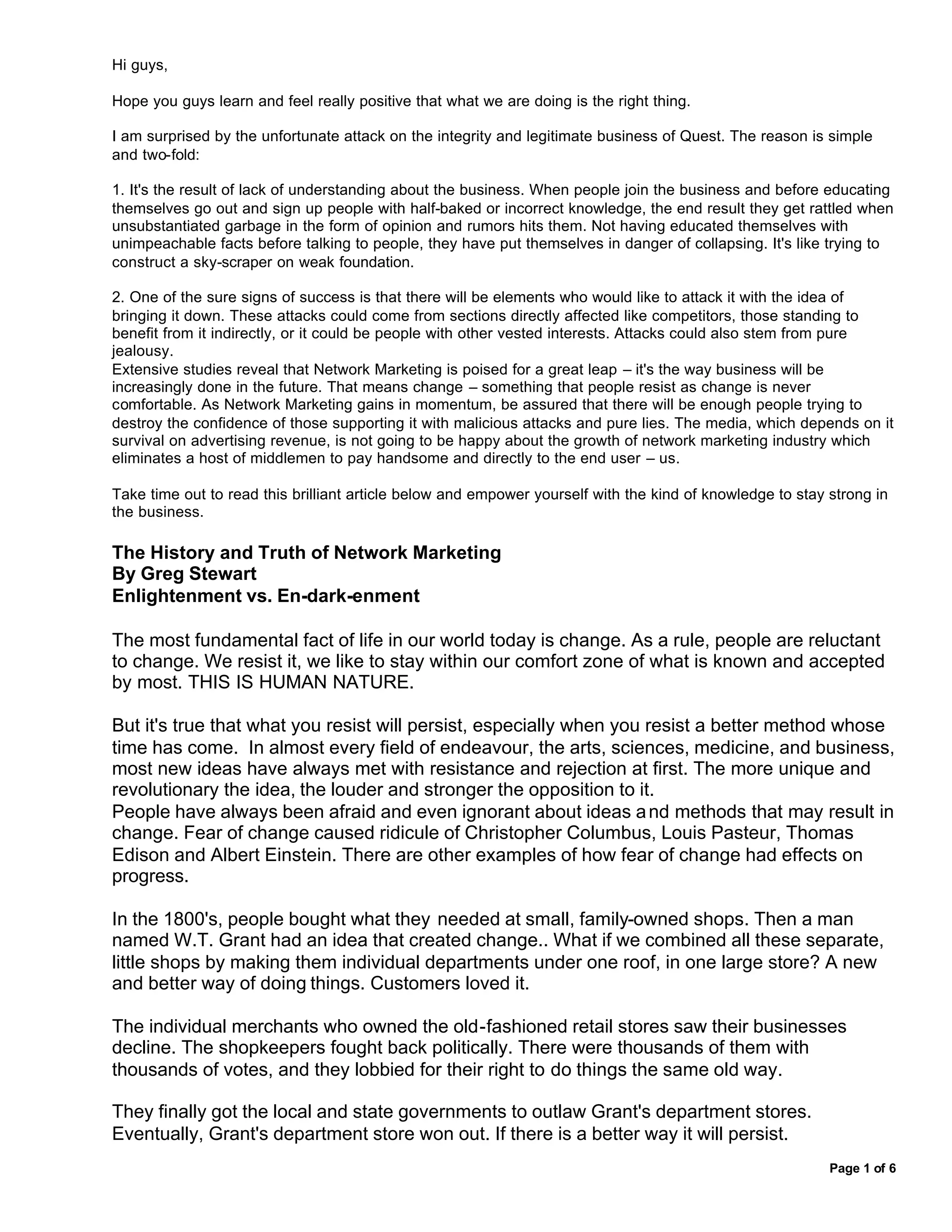 Facts about Network mktg | PDF