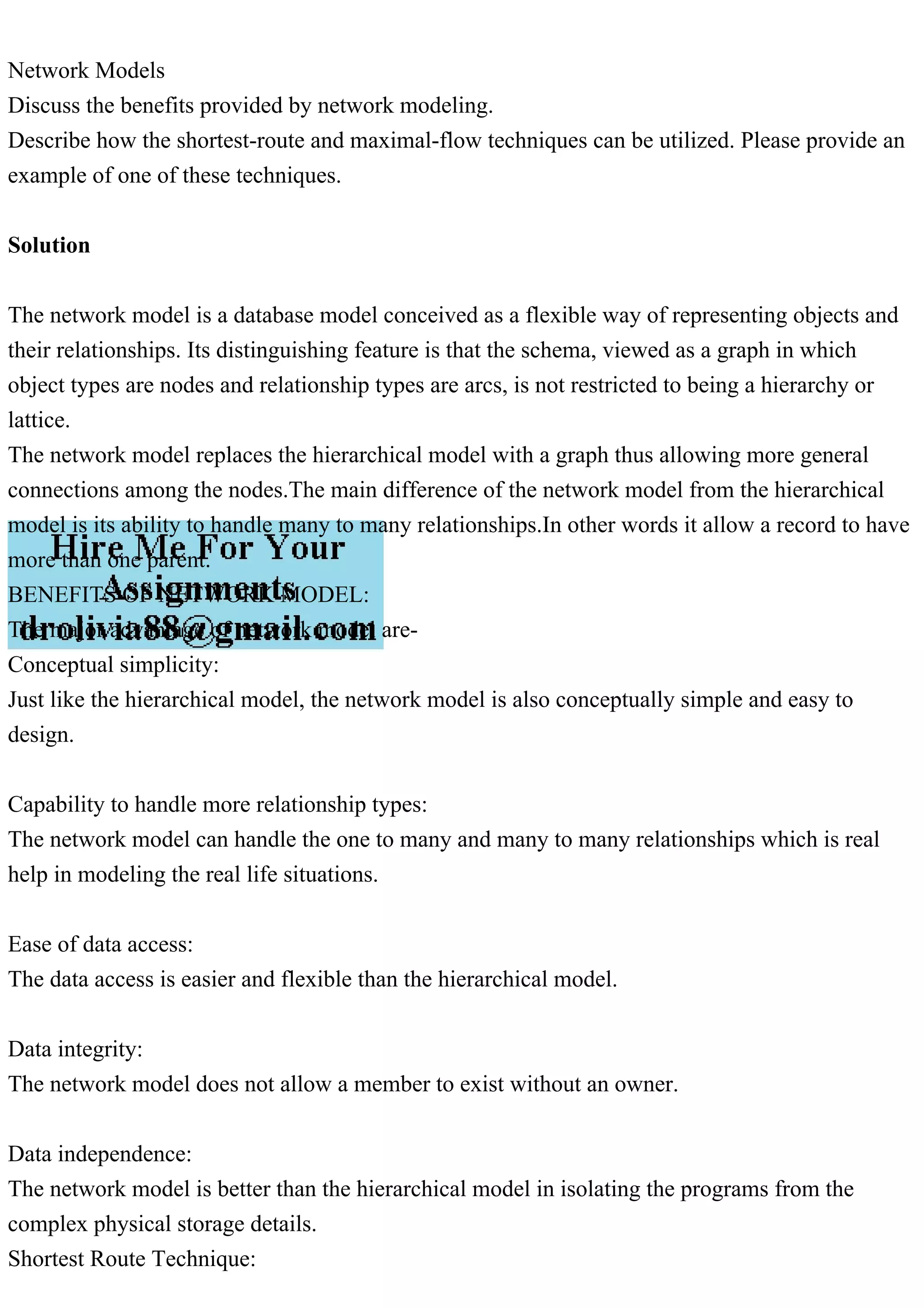 Network ModelsDiscuss the benefits provided by network modeling..pdf