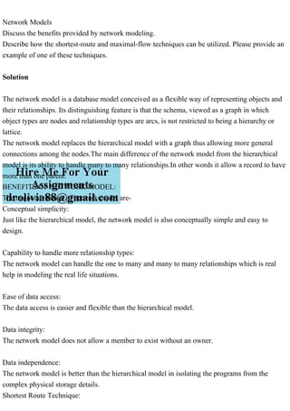 Network ModelsDiscuss the benefits provided by network modeling..pdf