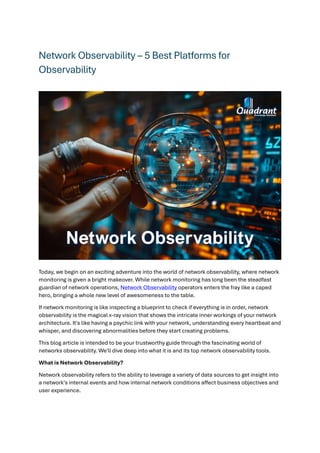 Network Observability – 5 Best Platforms for Observability | PDF