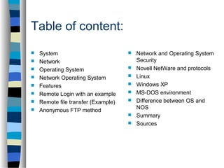 Network operating systems | PPT