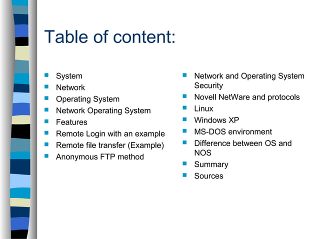 Network operating systems | PPT