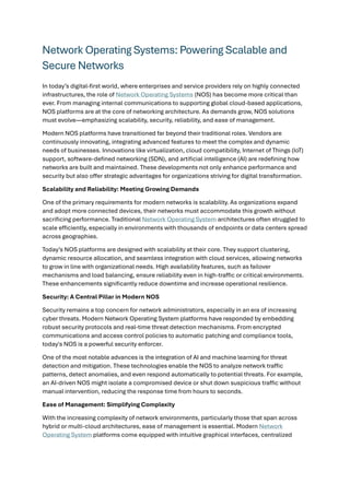 Network Operating Systems: Powering Scalable and Secure Networks | PDF