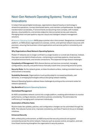 Next-Gen Network Operating Systems: Trends and Innovations | PDF