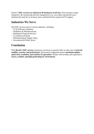 Network operations center services hex64 | PDF