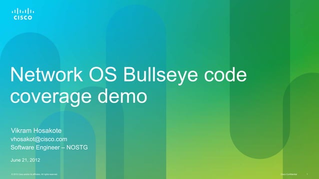 Network OS Code Coverage demo using Bullseye tool | PPTX
