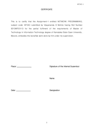 MTech - NETWORK PROGRAMMING_Assignment | PDF