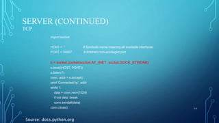 Network programming using python | PPTX | Computer Networking | Computing
