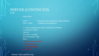 Network programming using python | PPTX | Computer Networking | Computing