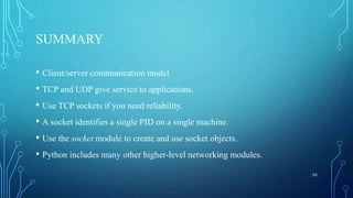 Network programming using python | PPTX | Computer Networking | Computing