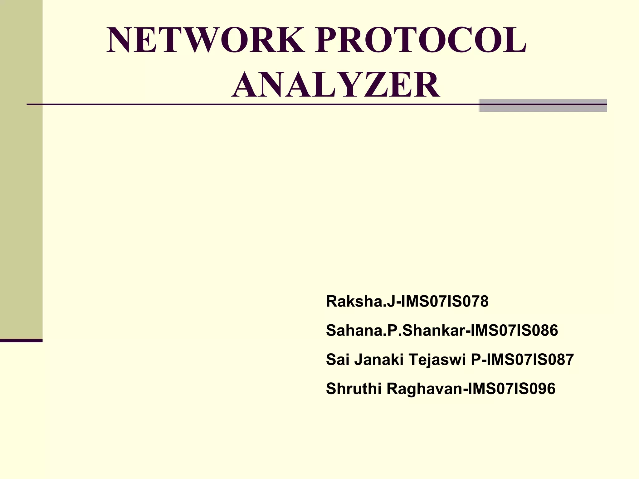 Network Protocol Analyzer Ppt Computer Networking Computing