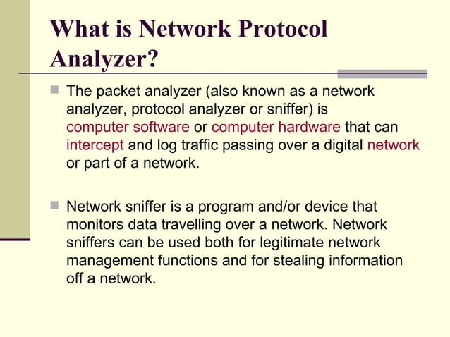Network Protocol Analyzer | PPT | Computer Networking | Computing
