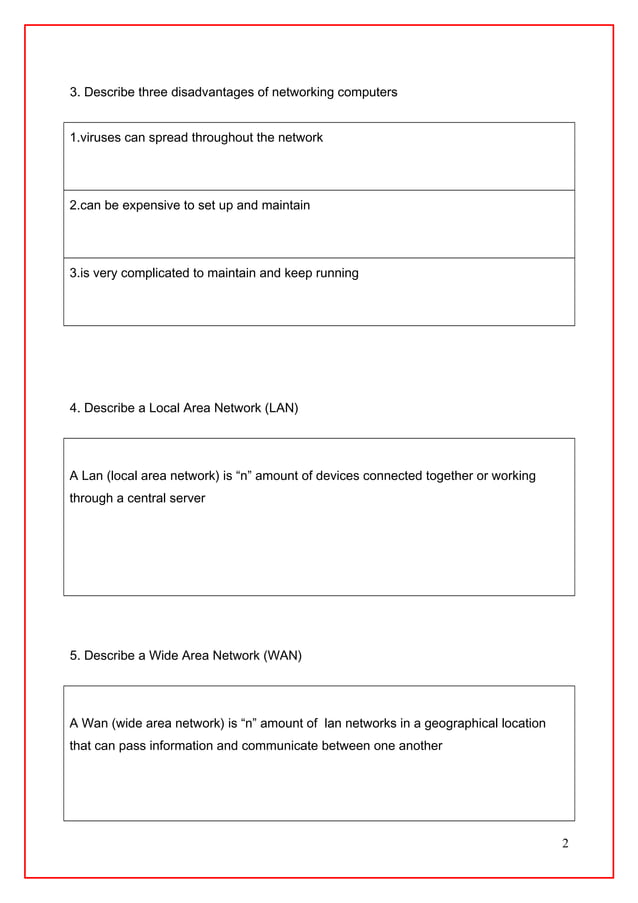 Network questions | DOC | Computer Networking | Computing