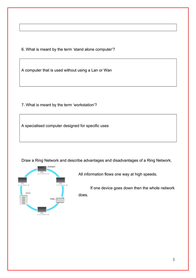 Network questions | DOC | Computer Networking | Computing