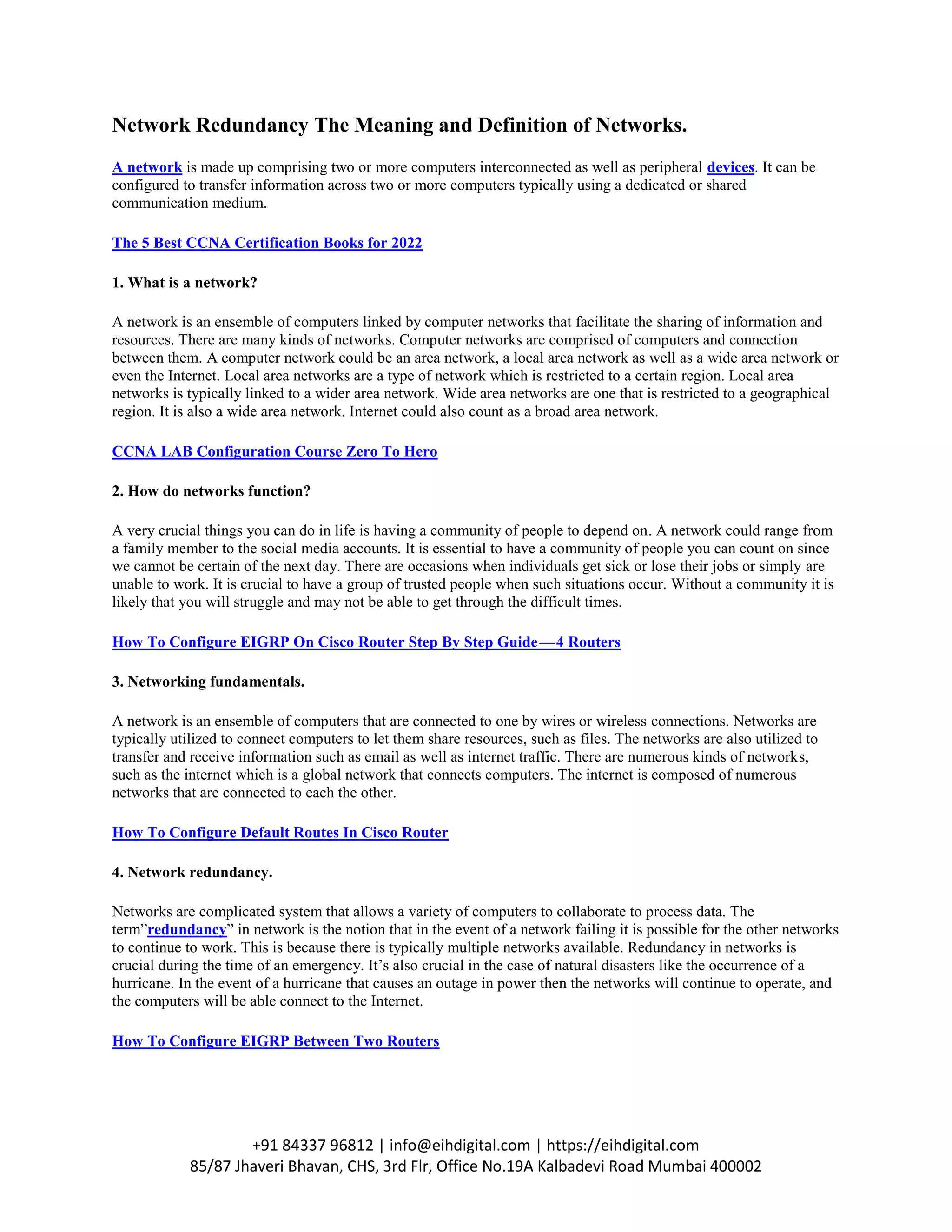 Network Redundancy The Meaning and Definition of Networks 2.pdf | Computer Networking | Computing
