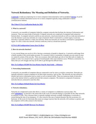 Network Redundancy The Meaning and Definition of Networks 2.pdf | Computer Networking | Computing