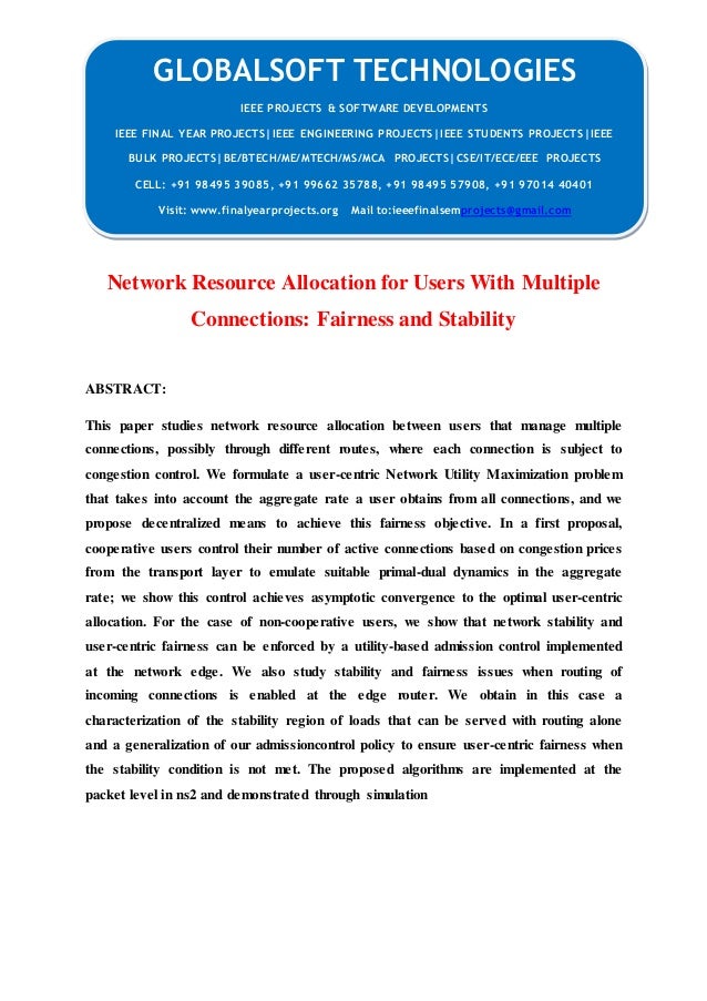 2014 Ieee Java Networking Computing Project Network Resource Allocation