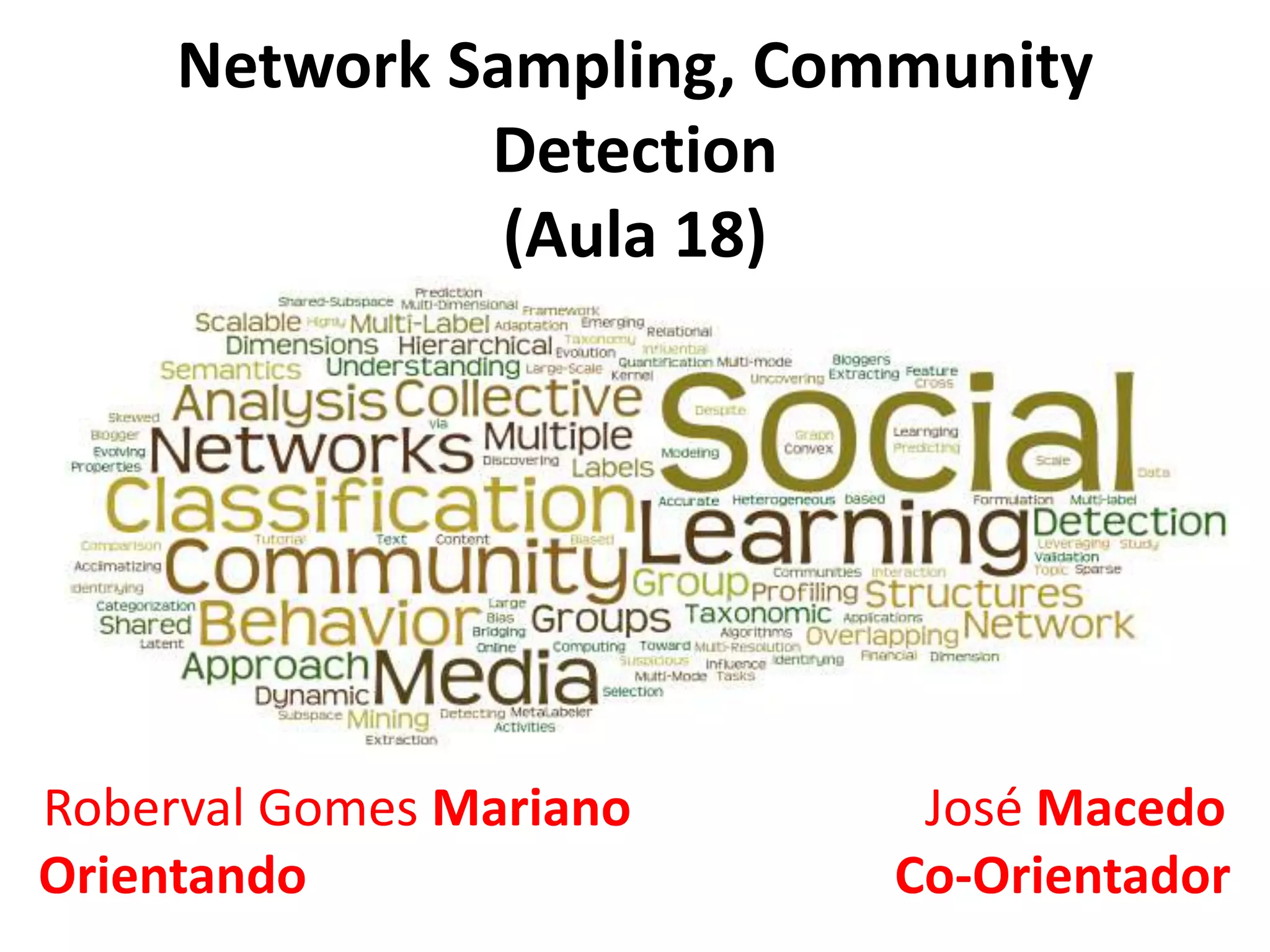 Network Sampling Community Detection Pptx Social Networking Internet
