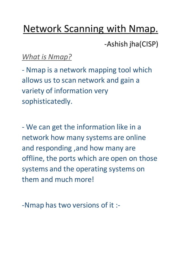 Network Scanning With Nmap Docx