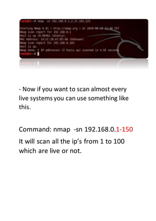 Network scanning with nmap | DOCX | Operating Systems | Computer Software and Applications