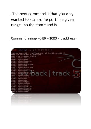Network scanning with nmap | DOCX | Operating Systems | Computer Software and Applications