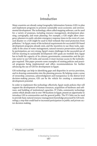 Geographic Information Systems (GIS) in Egypt to support natural ...