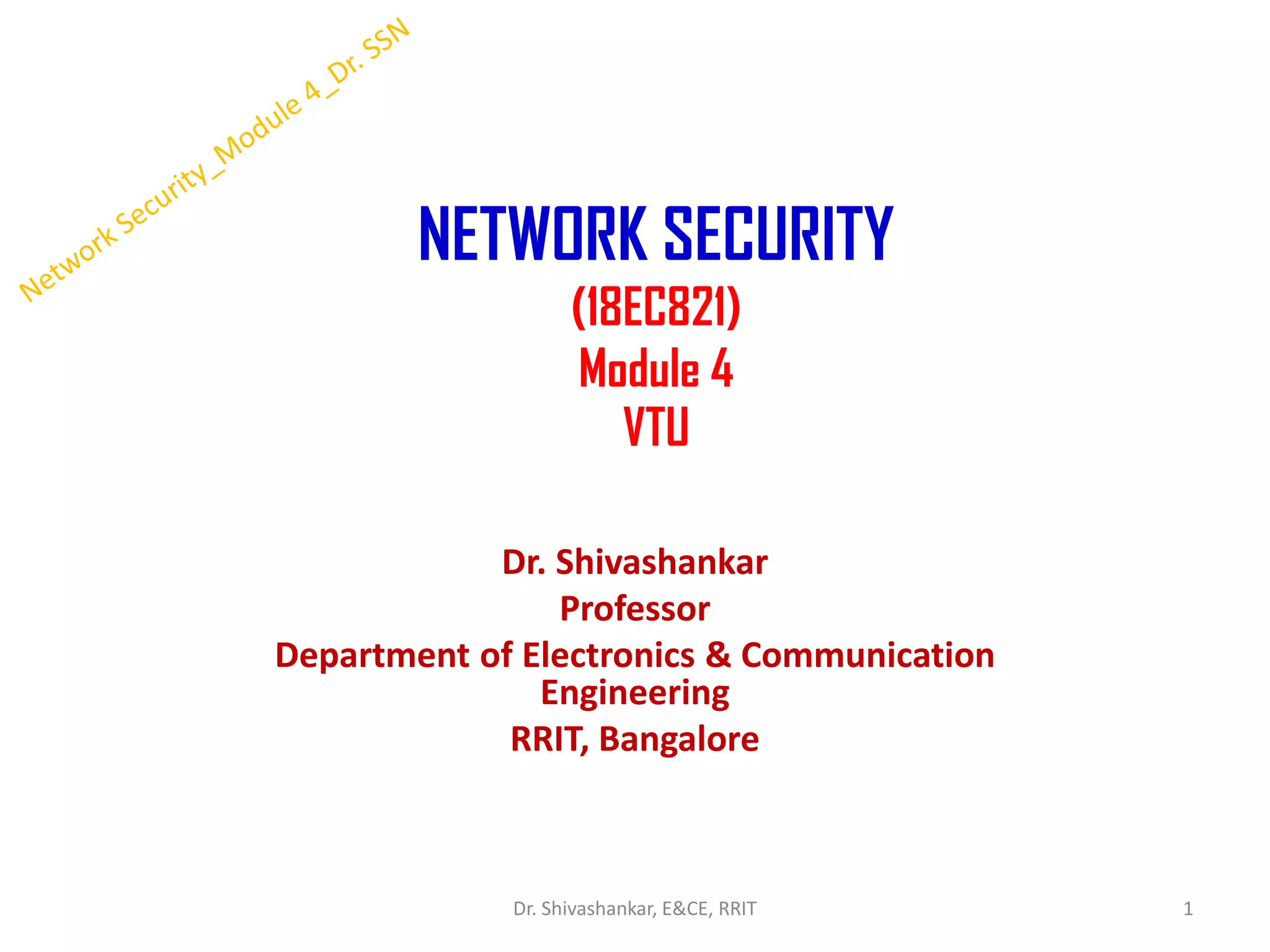Network Security_4th Module_Dr. Shivashankar | PDF