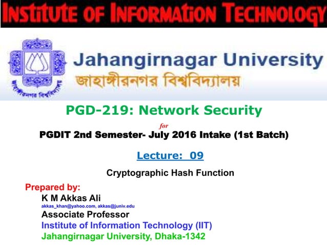 Network Security Cryptographic Hash Function Ppt