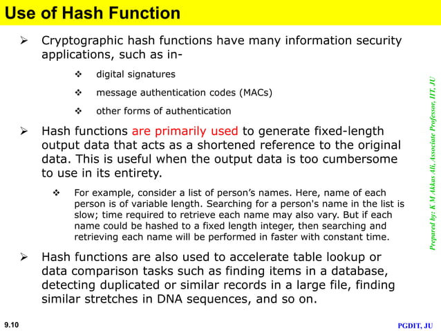 Network Security Cryptographic Hash Function Ppt Databases