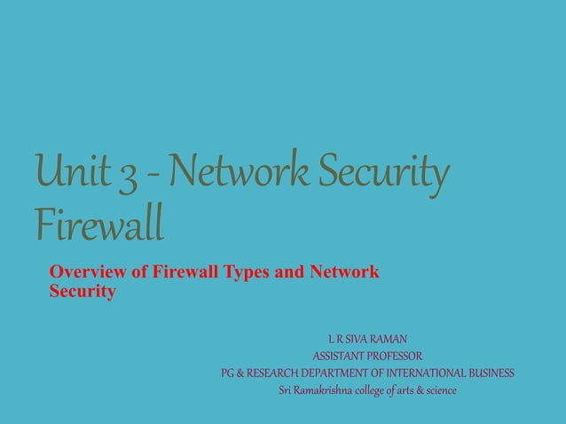 Network Security Firewall(Basics of Firewall) | PPT