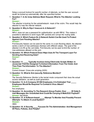 Network security interview questions & answers | DOCX | Computing | Technology & Computing