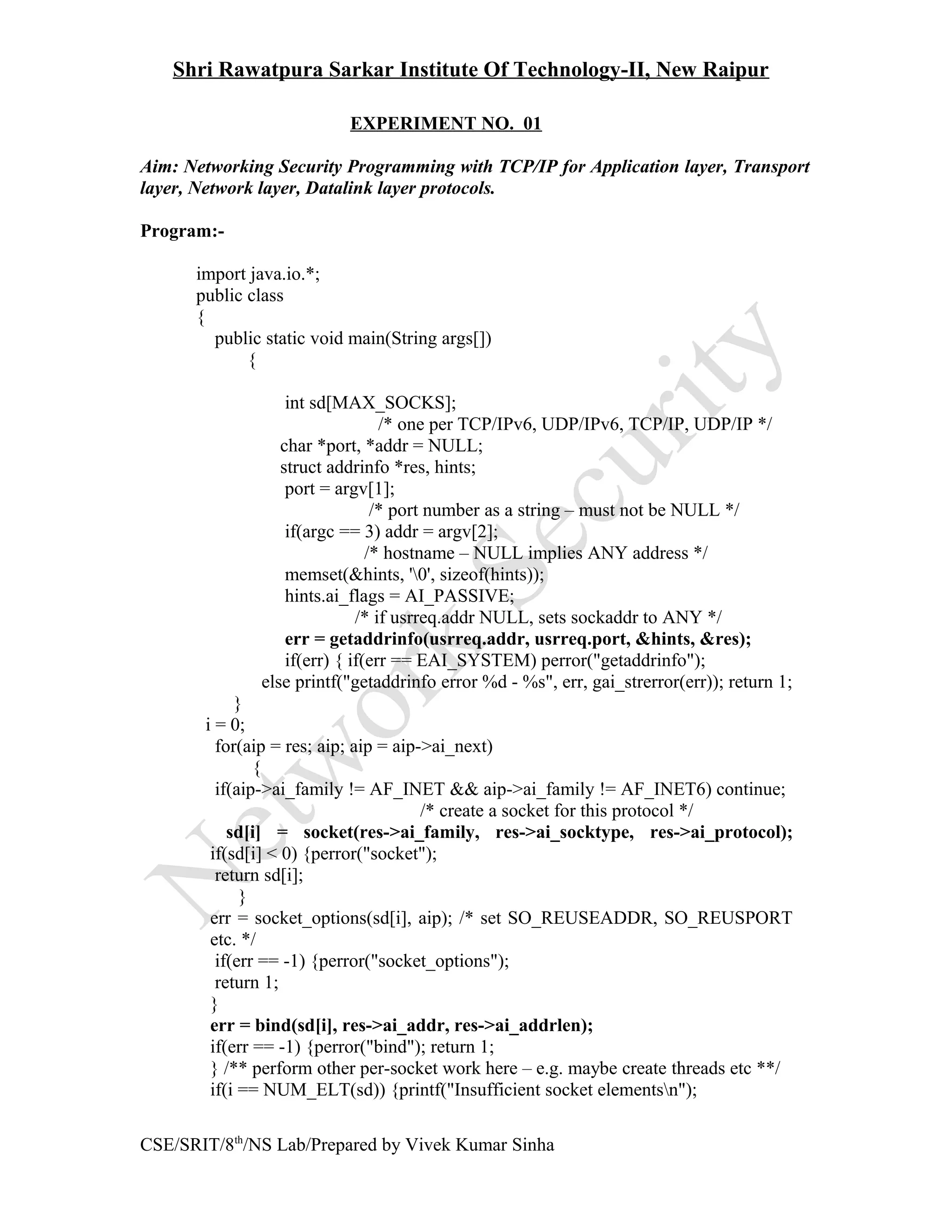Network security Lab manual | DOC