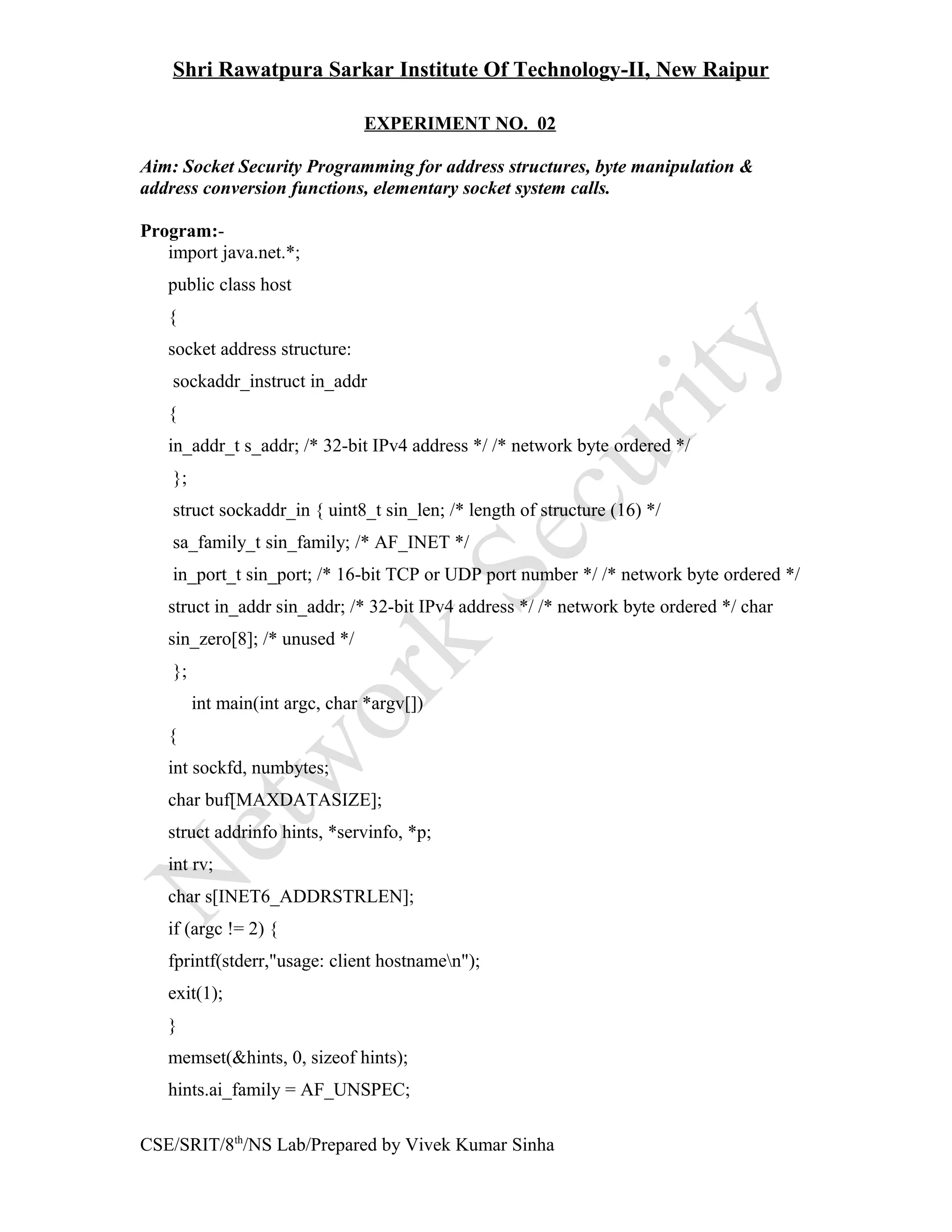 Network security Lab manual | DOC