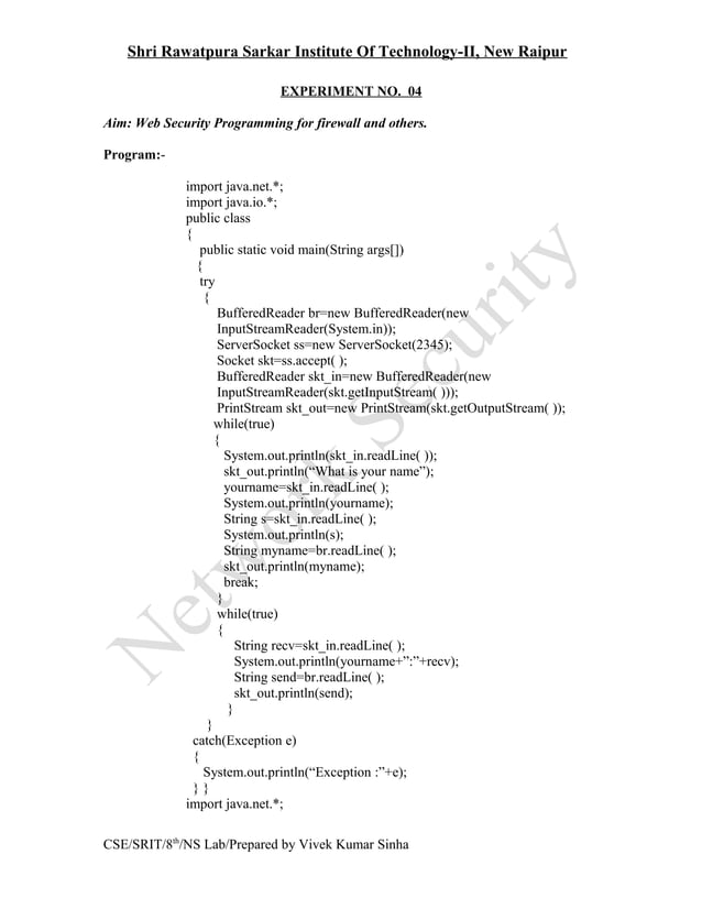 Network security Lab manual | DOC