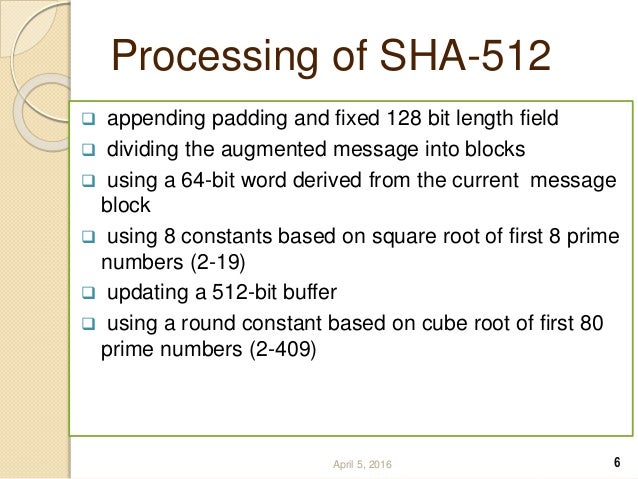 Secure Hash Algorithm (SHA-512)