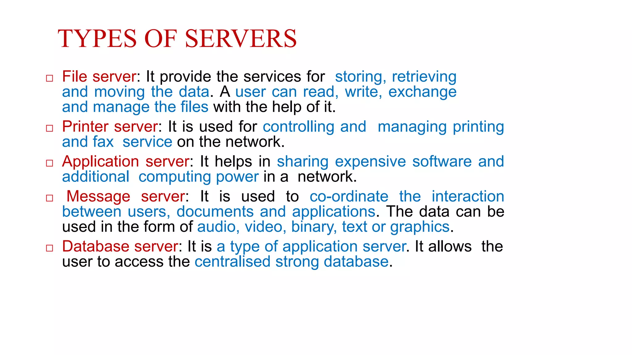 Network servers and TOPOLOGY | PPTX | Computer Networking | Computing