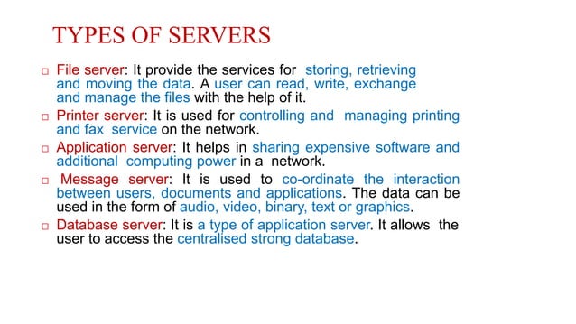 Network servers and TOPOLOGY | PPTX | Computer Networking | Computing