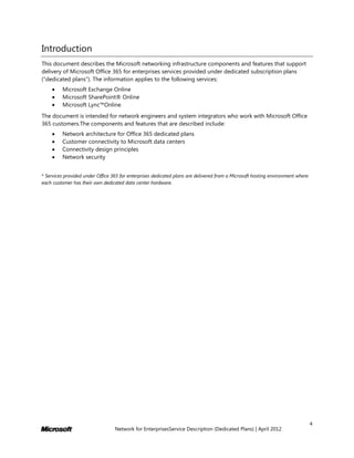 Network service description office 365 dedicated plans april 2012 | PDF