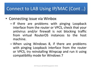 Network Simulation using Mikrotik Router OS CHR (MUM Presentation) | PPTX