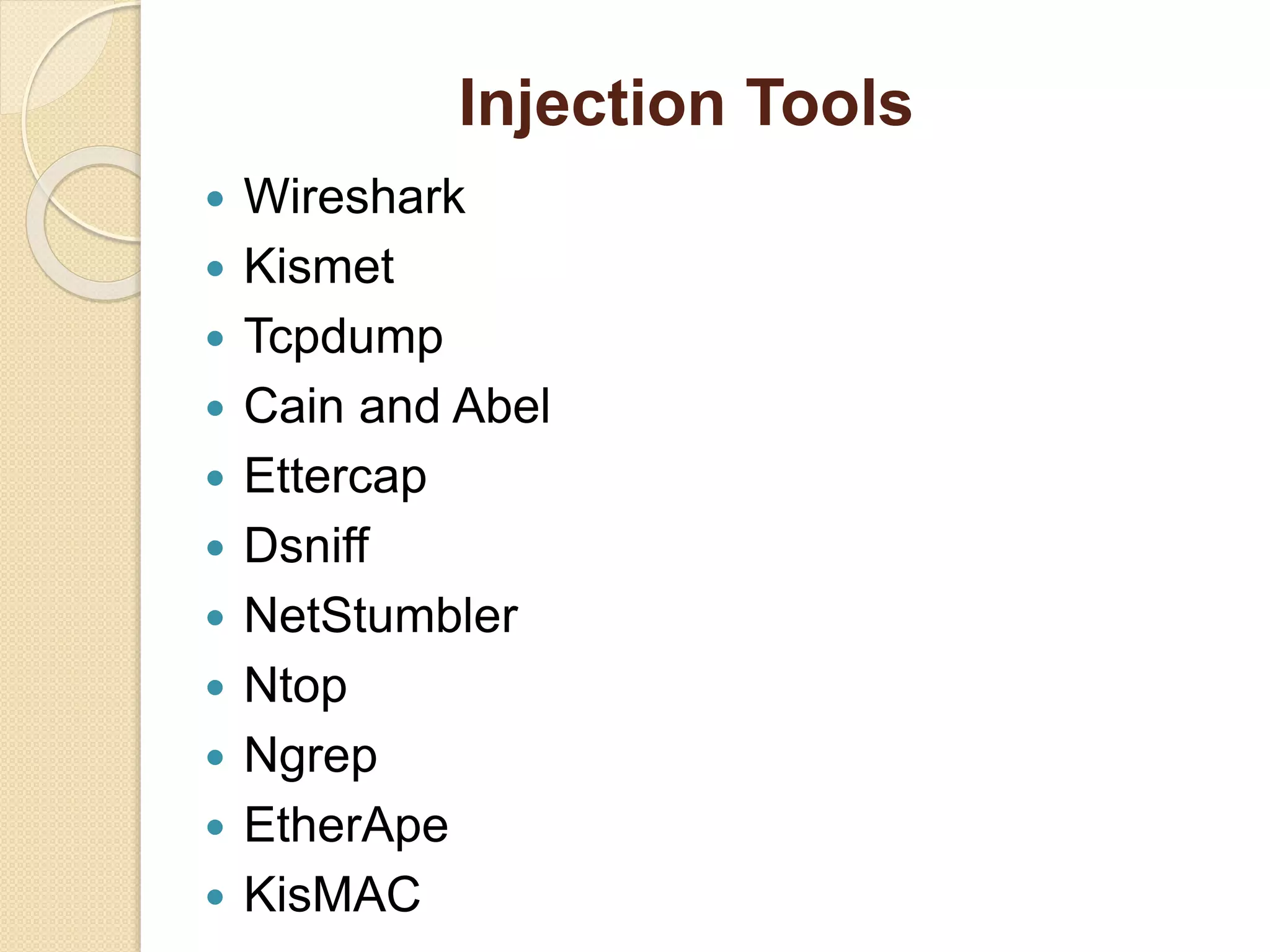 Network sniffers & injection tools | PPTX