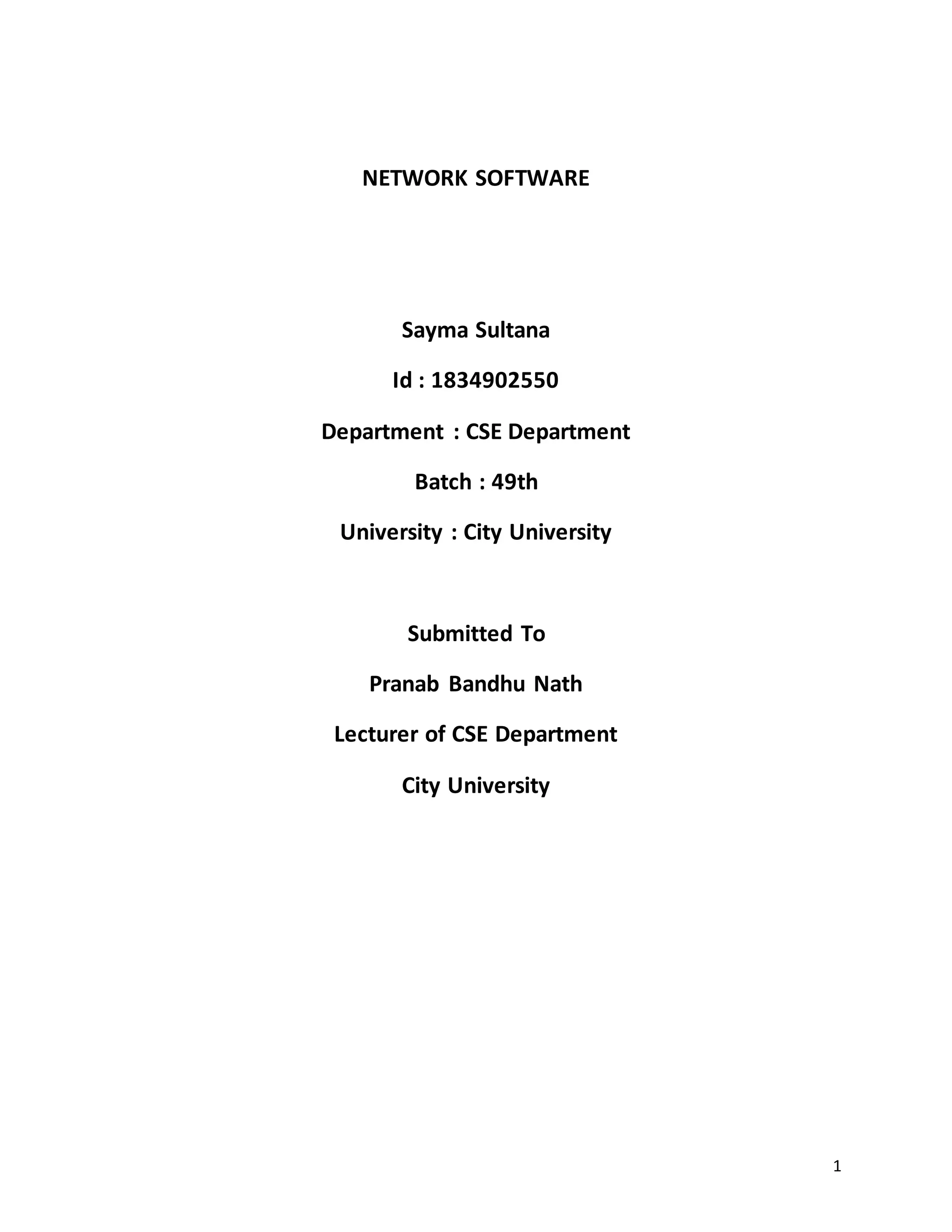 Network software | DOCX | Operating Systems | Computer Software and Applications
